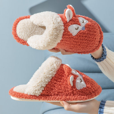New Design Winter Slippers Women Thermal Anti-Slip Home Bedroom Cartoon Cute Thick Bottom Couple Style Plush Men