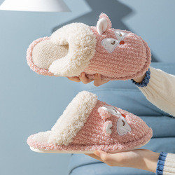 New Design Winter Slippers Women Thermal Anti-Slip Home Bedroom Cartoon Cute Thick Bottom Couple Style Plush Men