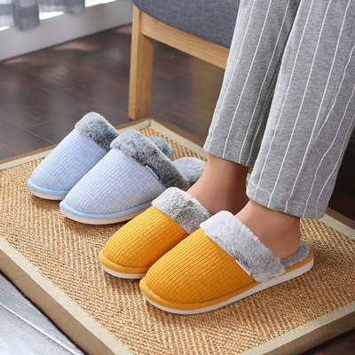 New design 2021 fashion solid color comfort warm slippers for women and male hard-wearing PVC sole winter house shoes