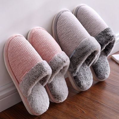 New design 2021 fashion solid color comfort warm slippers for women and male hard-wearing PVC sole winter house shoes