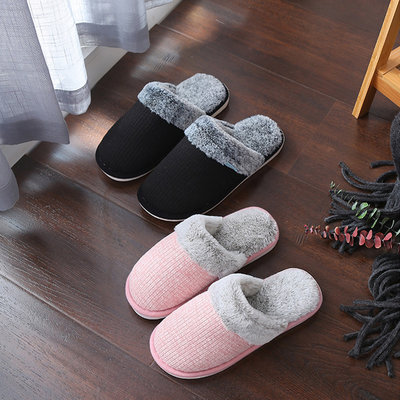 New design 2021 fashion solid color comfort warm slippers for women and male hard-wearing PVC sole winter house shoes