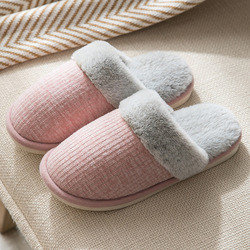 New design 2021 fashion solid color comfort warm slippers for women and male hard-wearing PVC sole winter house shoes