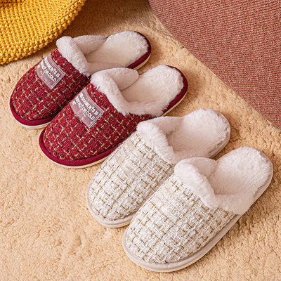 Slippers Women Autumn Winter Warm Thick Bottom Anti-Slip Plush House Indoor Couple Simple Style women closed shoes