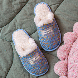 Slippers Women Autumn Winter Warm Thick Bottom Anti-Slip Plush House Indoor Couple Simple Style women closed shoes