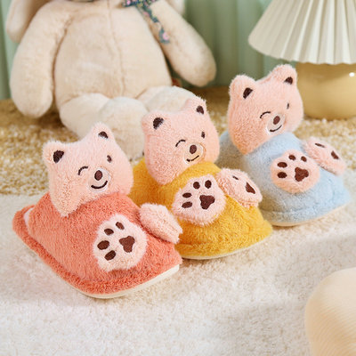 Factory wholesale supply indoor and outdoor warm winter house shoes fashion cartoon bear shape women slippers