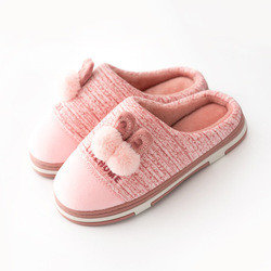 wholesale new for women and male winter Coral fleece warm slippers cute rabbit ear cartoon home indoor shoes