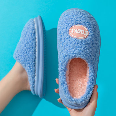 Wholesale 2021 New Design Home Slippers Winter Indoor Thick Bottom Warm Couple Style Plush women closed shoes