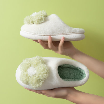 Women Autumn Winter thicken plush Closed Toe Thermal house slippers ladies cute soft sole light weight for family shoes