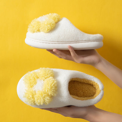Women Autumn Winter thicken plush Closed Toe Thermal house slippers ladies cute soft sole light weight for family shoes