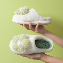 Women Autumn Winter thicken plush Closed Toe Thermal house slippers ladies cute soft sole light weight for family shoes