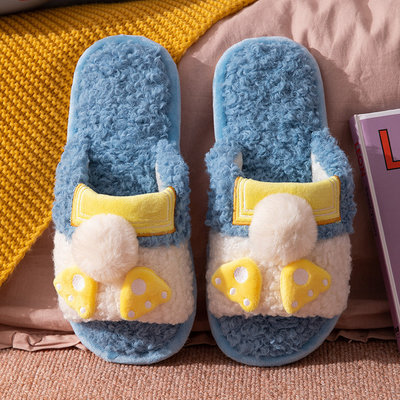 Hot sale 2021 new female autumn and winter slippers delicate plush light weight anti-slip home shoes