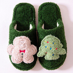 Winter Christmas Home Indoor Slippers Cartoon Cute Plush Warm Non-Slip House Shoes Pinecone Moon Star ladies closed shoes