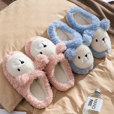 hot sales female Slippers Adult Winter Indoor Soft Bottom Household Antiskid Cartoon Lovely Couple Warm soft Plush Slippers
