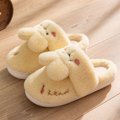New Design Cartoon Cute Rabbit Home Slippers Women Winter Rabbit Hair Warm Anti-Slip Plush Comfort fluffy fur house Shoes