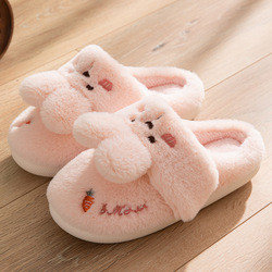 New Design Cartoon Cute Rabbit Home Slippers Women Winter Rabbit Hair Warm Anti-Slip Plush Comfort fluffy fur house Shoes