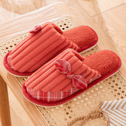New Design Simple Style Couple Cute Bow Home Indoor Slippers Women Plush Warm Men Comfort Non-Slip home Shoes