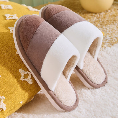 Women new high quality comfortable soft plush indoor slippers light weight flexible sole couple shoes winter