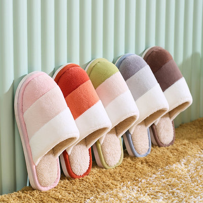 Women new high quality comfortable soft plush indoor slippers light weight flexible sole couple shoes winter