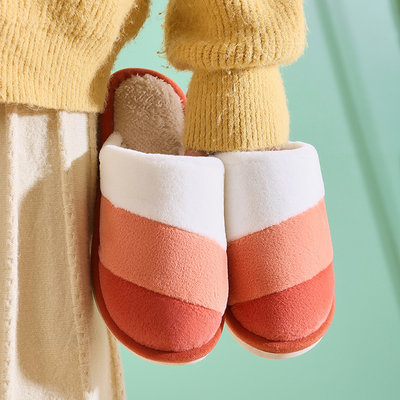 Women new high quality comfortable soft plush indoor slippers light weight flexible sole couple shoes winter