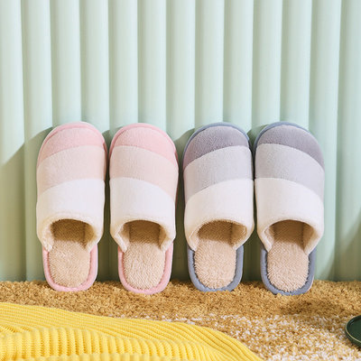 Women new high quality comfortable soft plush indoor slippers light weight flexible sole couple shoes winter