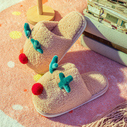 High quality women PVC material non-slip slippers soft sole delicate plush shoes autumn and winter