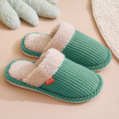 2021 New Design Corduroy Couple Home indoor Slippers Female Candy Color Thermal Hard-Wearing Casual Shoes