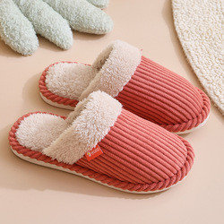 2021 New Design Corduroy Couple Home indoor Slippers Female Candy Color Thermal Hard-Wearing Casual Shoes