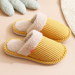 2021 New Design Corduroy Couple Home indoor Slippers Female Candy Color Thermal Hard-Wearing Casual Shoes