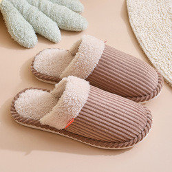 2021 New Design Corduroy Couple Home indoor Slippers Female Candy Color Thermal Hard-Wearing Casual Shoes
