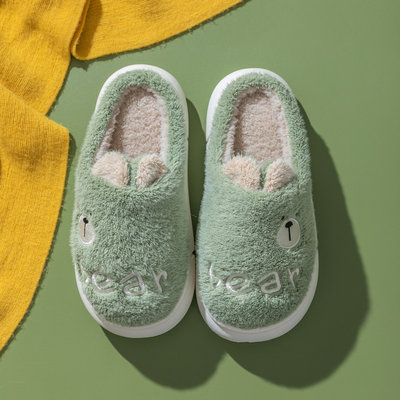ladies Winter Cute Cartoon Bear house Shoe Women Non-slip Slippers Plush house Indoor Slippers Bedroom Slipper