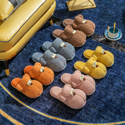 Cartoon Slipper Plush Soft Kawaii Home Flat Shoes Non-slip house Indoor closed toe slipper  Ladies Octopus Slippers faux fur