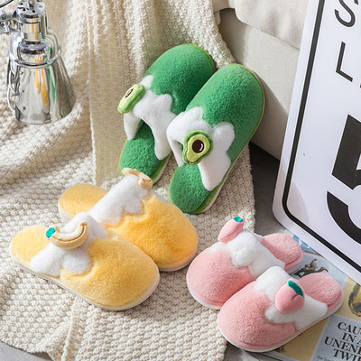 Female new 2021 winter custom indoor and outdoor  cute slippers breathable soft plush thermal shoes for women and male