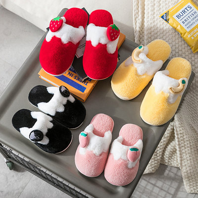 Female new 2021 winter custom indoor and outdoor  cute slippers breathable soft plush thermal shoes for women and male