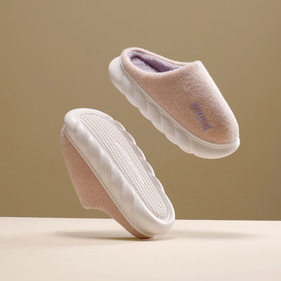 2021 Winter New Design Tweed house Shoes Women Warm Simple Style Thermal Thickened Bottom Couple Home indoor Slippers