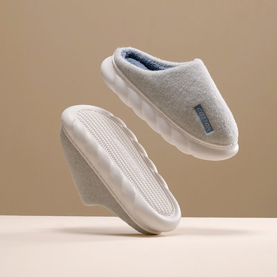 2021 Winter New Design Tweed house Shoes Women Warm Simple Style Thermal Thickened Bottom Couple Home indoor Slippers