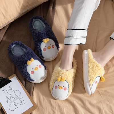 Breathable plush new winter Flat bottom house shoes cartoon thermal indoor bedroom leisure slipper ladies