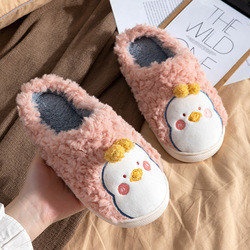 Breathable plush new winter Flat bottom house shoes cartoon thermal indoor bedroom leisure slipper ladies