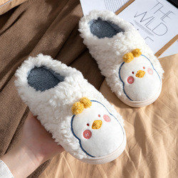 Breathable plush new winter Flat bottom house shoes cartoon thermal indoor bedroom leisure slipper ladies