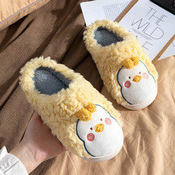 Breathable plush new winter Flat bottom house shoes cartoon thermal indoor bedroom leisure slipper ladies