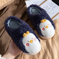 Breathable plush new winter Flat bottom house shoes cartoon thermal indoor bedroom leisure slipper ladies