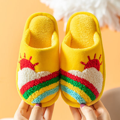Children Cartoon Cute Rainbow home Slippers Boys And Girls skin-friendly Plush Warm Non-Slip Home Indoor Shoes