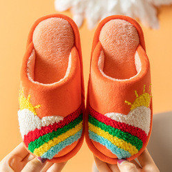 Children Cartoon Cute Rainbow home Slippers Boys And Girls skin-friendly Plush Warm Non-Slip Home Indoor Shoes