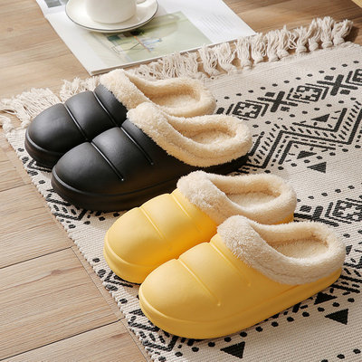 Wholesale Custom 2021 Simply Winter  Women Waterproof indoor outdoor Slippers non-slip Warm Plush solid color EVA house shoes