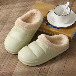 Wholesale Custom 2021 Simply Winter  Women Waterproof indoor outdoor Slippers non-slip Warm Plush solid color EVA house shoes