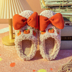 Wholesale new Winter Female PVC Slippers cute apple and bow decoration Anti-slip Warm Home Indoor slippers