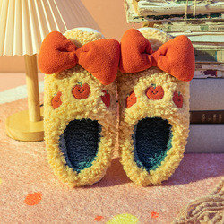 Wholesale new Winter Female PVC Slippers cute apple and bow decoration Anti-slip Warm Home Indoor slippers