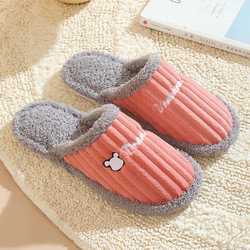 Couple winter embroidery Slippers Women Comfort velvetThermal Hard-Wearing Corduroy upper Home indoor Shoes