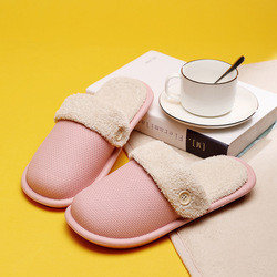 New Design ladies EVA Waterproof Home Indoor Shoes Women and Men solid color Thick bottom Plush Warm Slippers