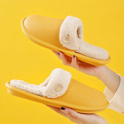 New Design ladies EVA Waterproof Home Indoor Shoes Women and Men solid color Thick bottom Plush Warm Slippers