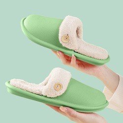 New Design ladies EVA Waterproof Home Indoor Shoes Women and Men solid color Thick bottom Plush Warm Slippers